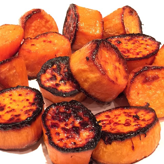 Candied sweet potatoes- parboil peeled chunks (covered) in salted water ...